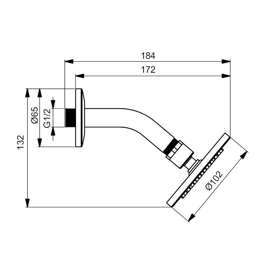 Регулируемый верхний душ B9436AA Ideal Standard IDEALRAIN S1 (хром), в ...