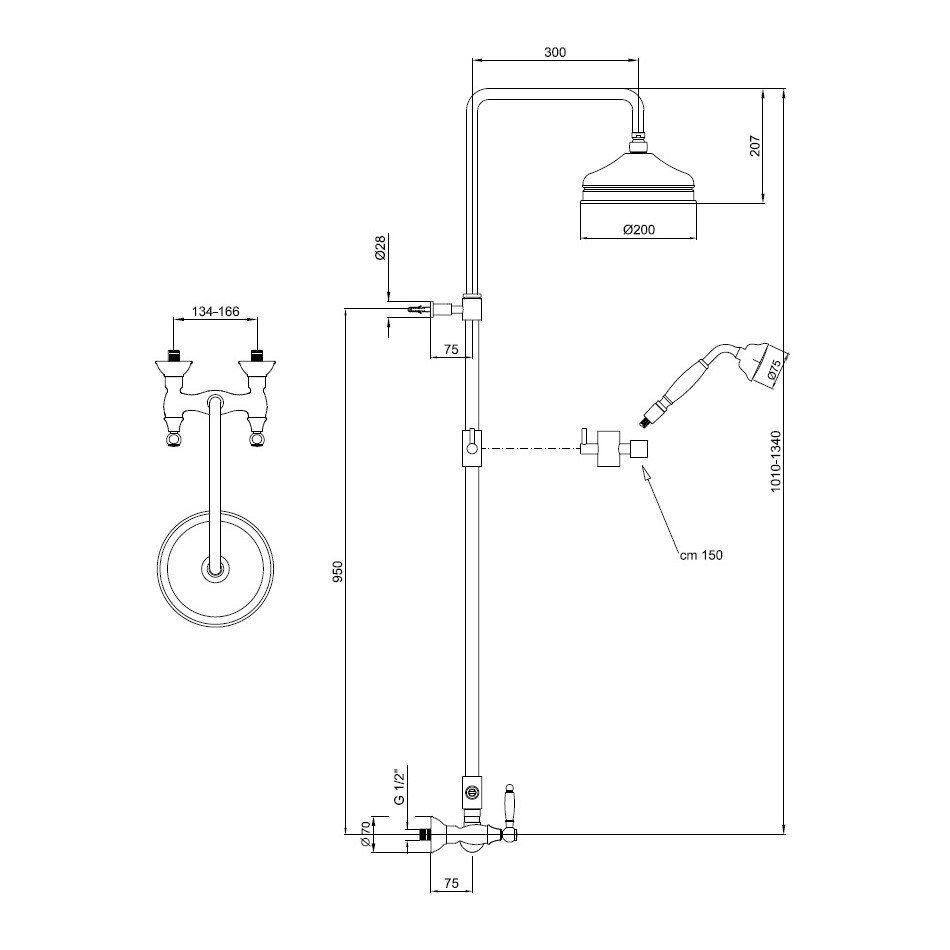 Webert Dorian DO760405015 Душевая система - комплект со смесителем (хром), в магазине сантехники ...
