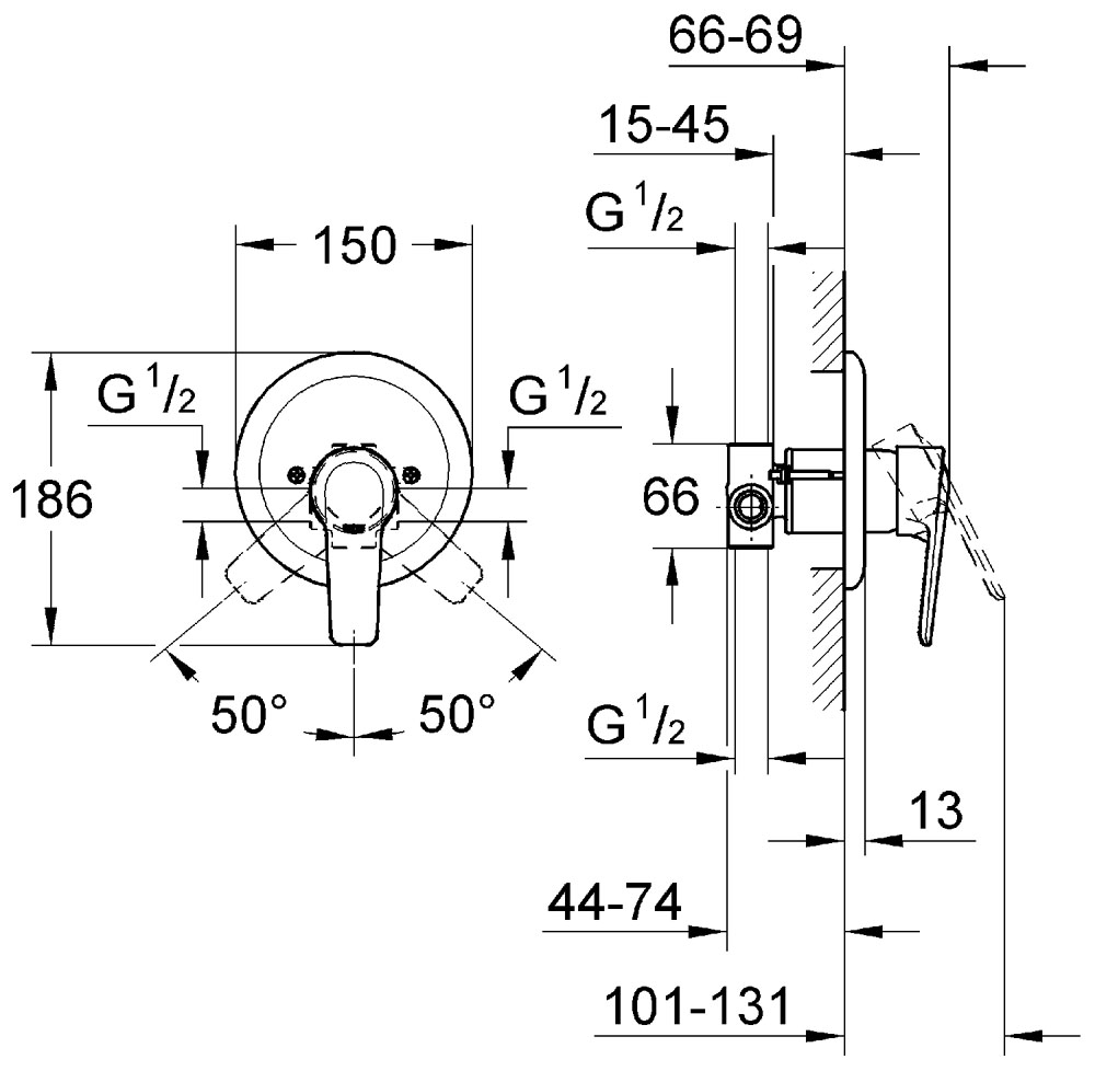 Смеситель для душа 33635003 GROHE Eurostyle New, в магазине сантехники ...