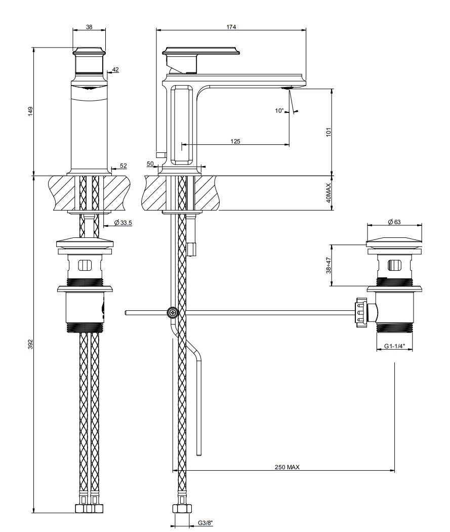 GESSI Eleganza 46001.727 - Смеситель для раковины (латунь шлифованная ...