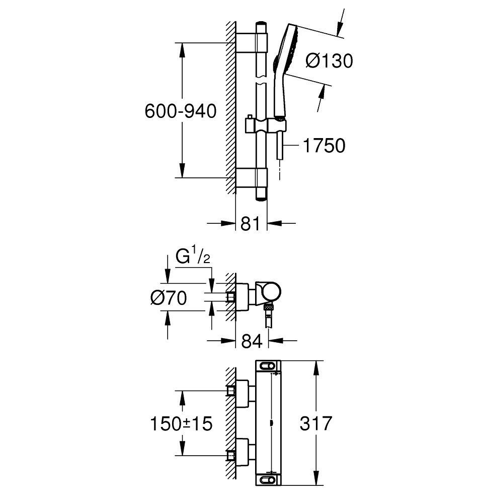 Grohe Grohtherm 2000 34482001 Термостатический смеситель для душа (хром ...