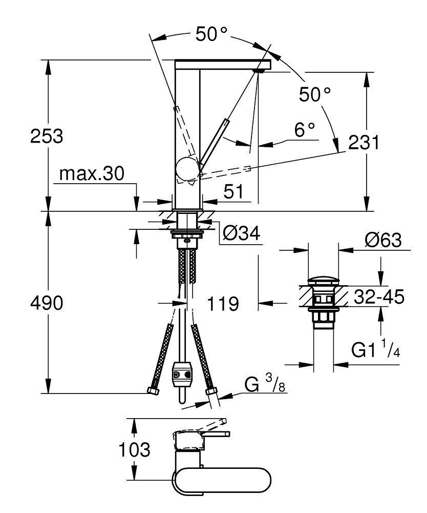 GROHE Plus 23844003 Смеситель для раковины, купить в магазине ...