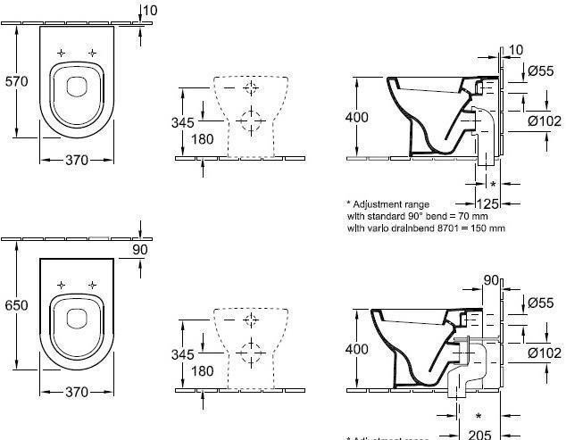 Унитаз приставной 6607 10 01 VILLEROY&BOCH SUBWAY, в магазине ...