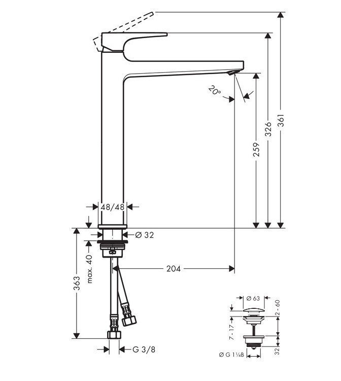Hansgrohe Metropol 32512140 Высокий смеситель для раковины, купить в ...