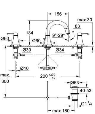 Смеситель для раковины 20417 IG0 GROHE Grandera, в магазине сантехники ...