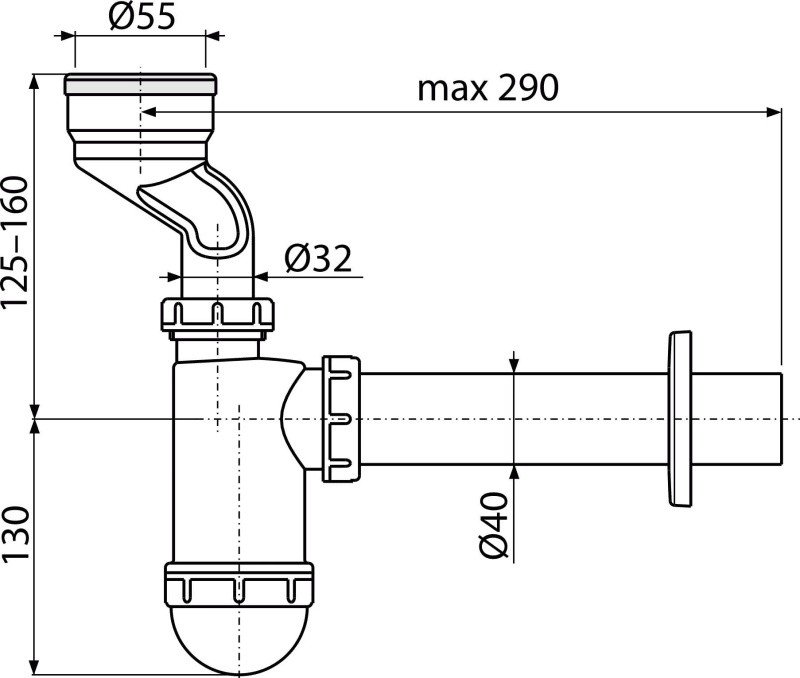 AlcaPlast A45A Сифон для писсуара, купить в магазине сантехники ...