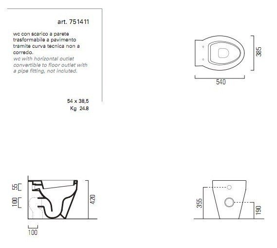 Унитаз приставной 751420 Losanga GSI, в магазине сантехники Сантехмаг.Ру