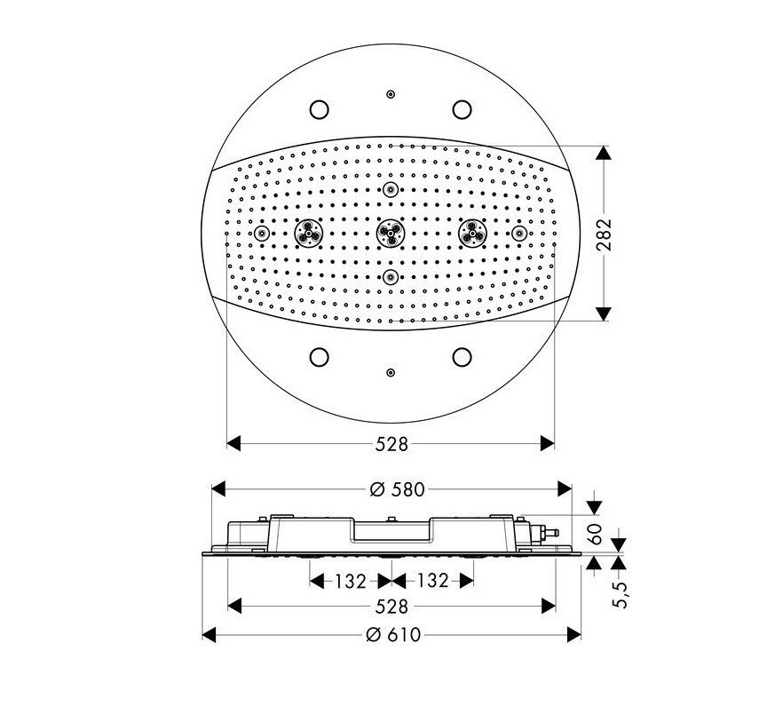 Hansgrohe Raindance 28404000 Душевая система 600 мм с подсветкой (хром ...