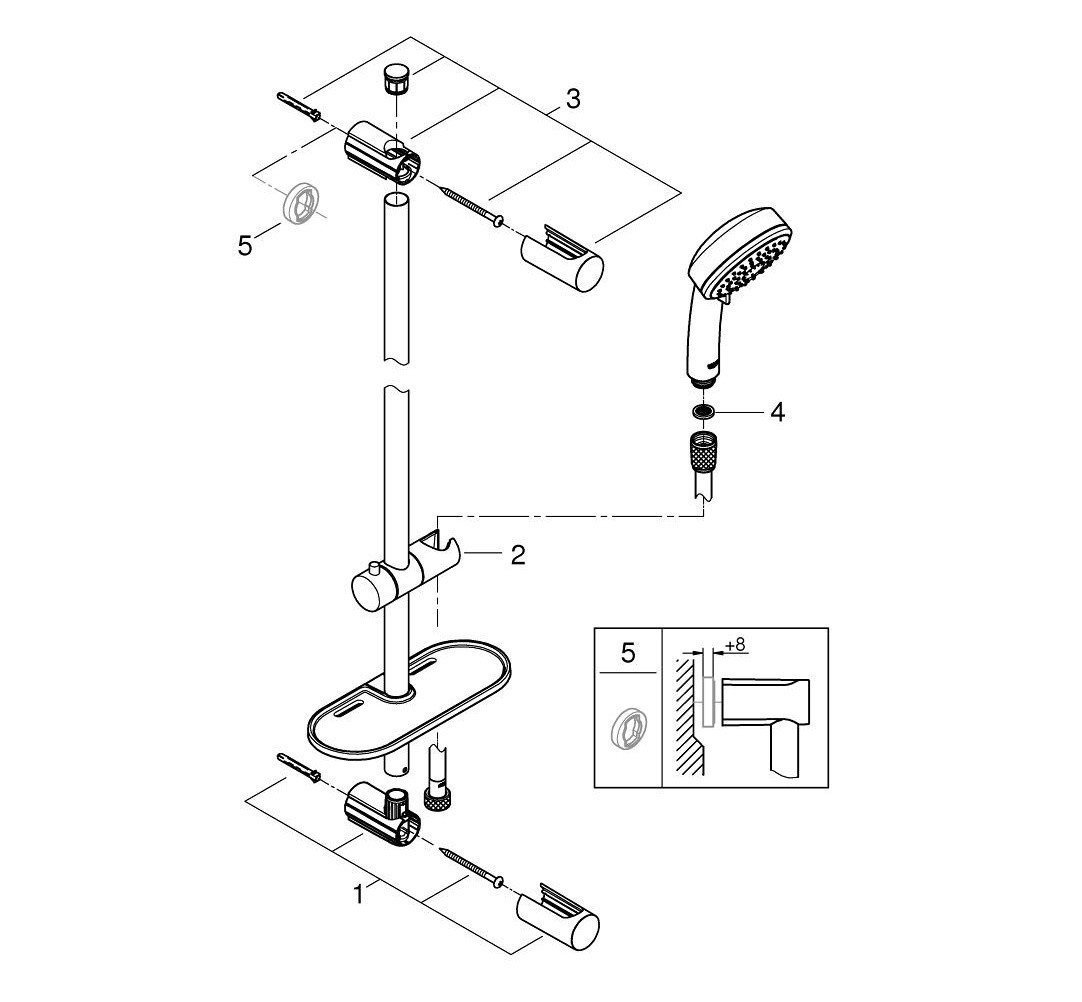 GROHE Vitalio Comfort 26398000-DP Душевой гарнитур 60 см (хром), в ...