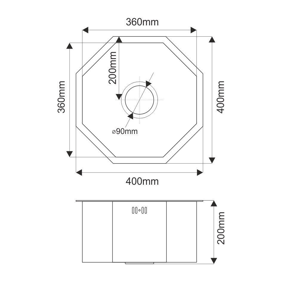 MELANA Profline Octavia D400G Мойка для кухни врезная 40*40 см (золото ...
