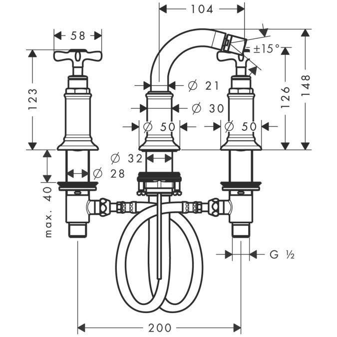 Hansgrohe Axor Montreux 16523820 Смеситель для биде (шлиф.никель), в ...