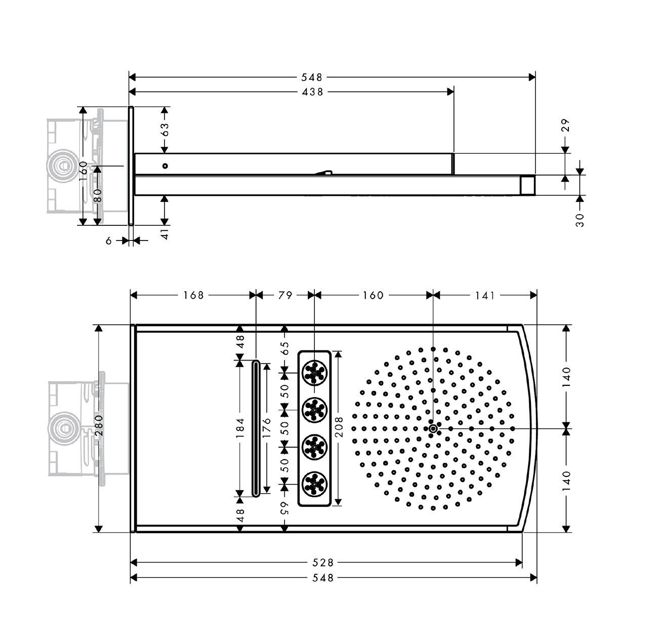 Hansgrohe Raindance Rainfall 240 3jet 28411000 Верхний душ (хром), в ...