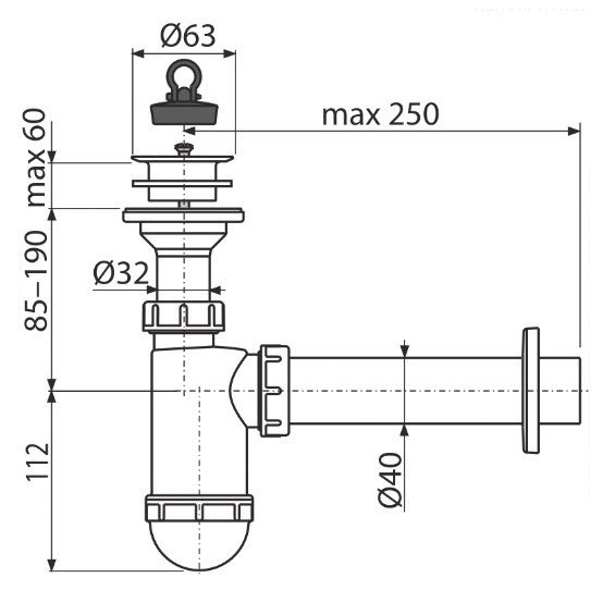 AlcaPlast A42 Сифон для раковины с выпуском (белый), купить в магазине ...