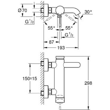 GROHE Essence New 33624DA1 Смеситель для ванны, в магазине сантехники ...