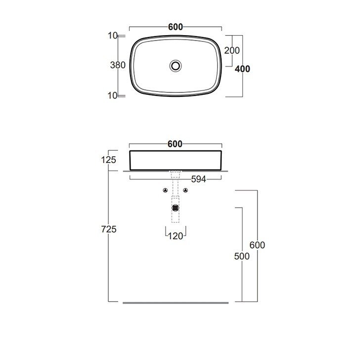 SIMAS Folio FO04 cemento matt Раковина накладная 600*400 мм (бетон), в ...