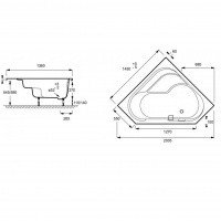 Jacob Delafon Bain Douche E6221RU-00 Угловая ванна 145*145 см R (белый ...