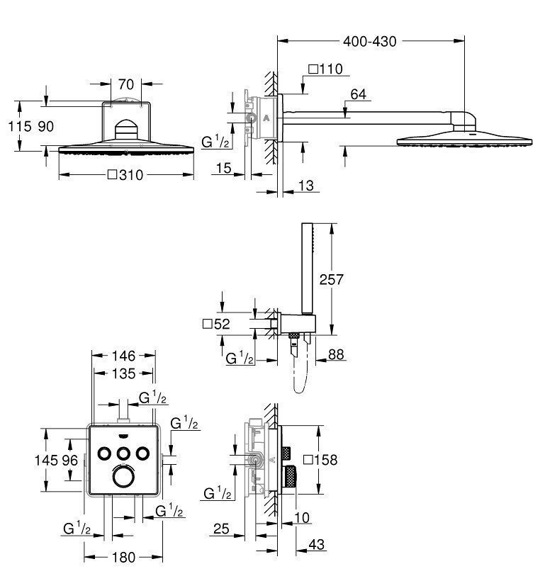 Grohe Grohtherm SmartControl 34706000 Душевая система скрытого монтажа ...