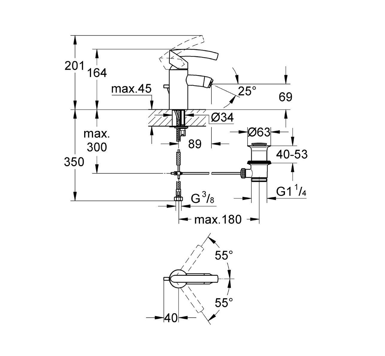 grohe tenso 33348000 Смеситель для биде, в магазине сантехники Сантехмаг.Ру