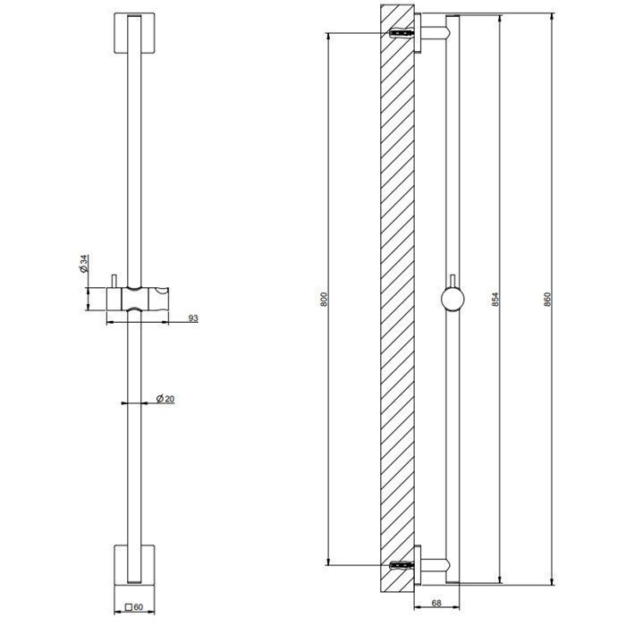 GESSI Rilievo 59244.031 Душевая штанга 860 мм (хром), в магазине ...