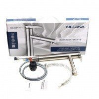 MELANA Stello F610303 Высокий смеситель для кухни с вытяжным изливом (сатинированная сталь ...