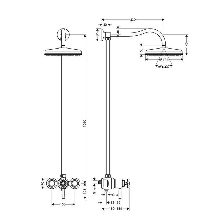 AXOR Montreux 16570000 Душевая система (хром), в магазине сантехники ...
