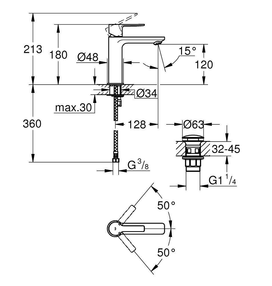 Смеситель для раковины 23106001 Grohe Lineare (хром), купить в магазине ...