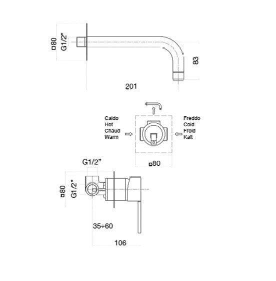 Webert Sax Evolution SE830606740 Настенный смеситель для раковины (белый матовый), купить в ...