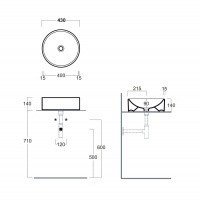 Simas Flow FL10bi Раковина круглая 43 см, в магазине сантехники ...