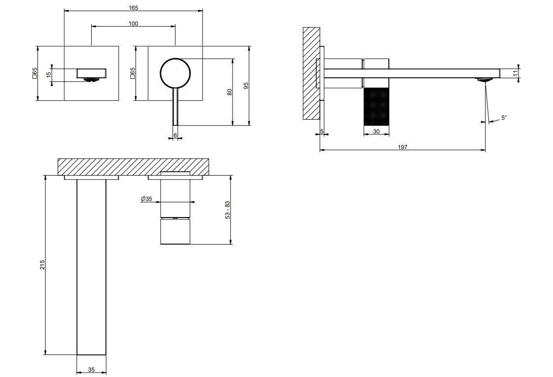 Gessi Inverso Diamantato 73688.727 Настенный смеситель для раковины ...