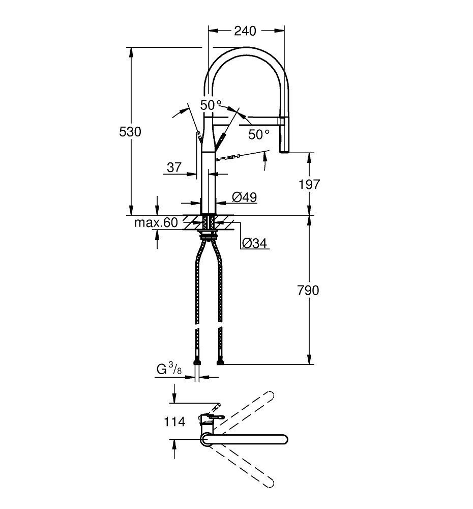 GROHE Essence New 30294DC0 Высокий смеситель для кухни, в магазине ...