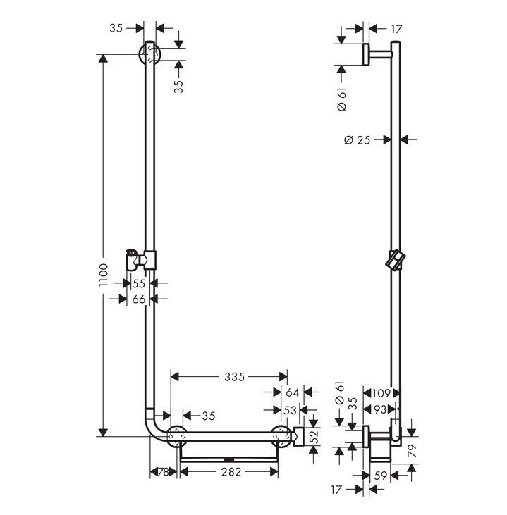 Штанга для душа 26403400 Hansgrohe Unica Comfort (белый, хром), в ...