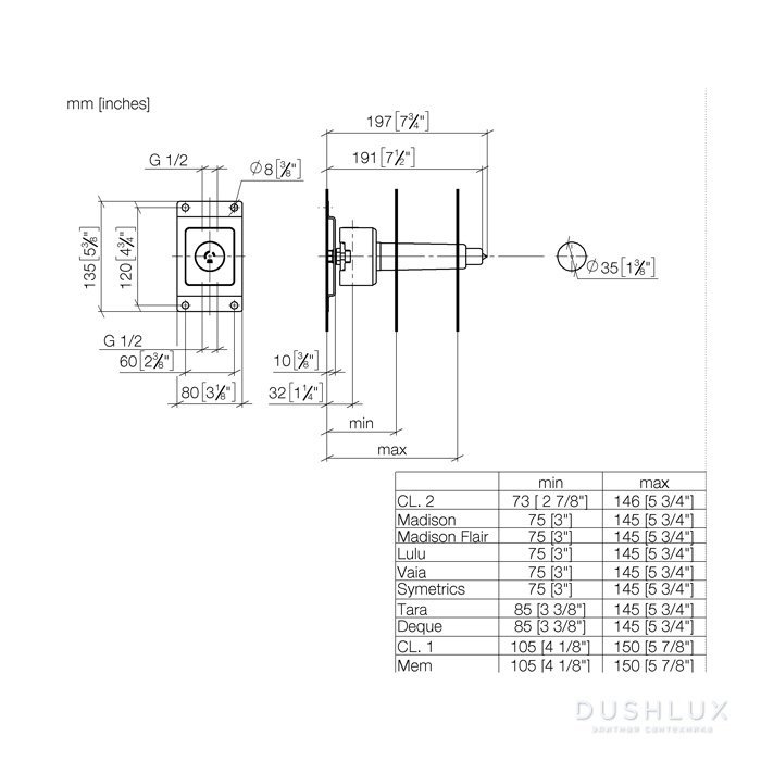 Dornbracht 3560897090 Скрытая часть запорного вентиля, купить в ...