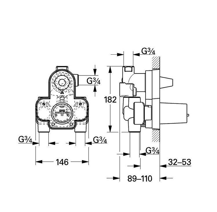 GROHE 34964000 - Универсальный термостат для ванны | душа (внутренний ...