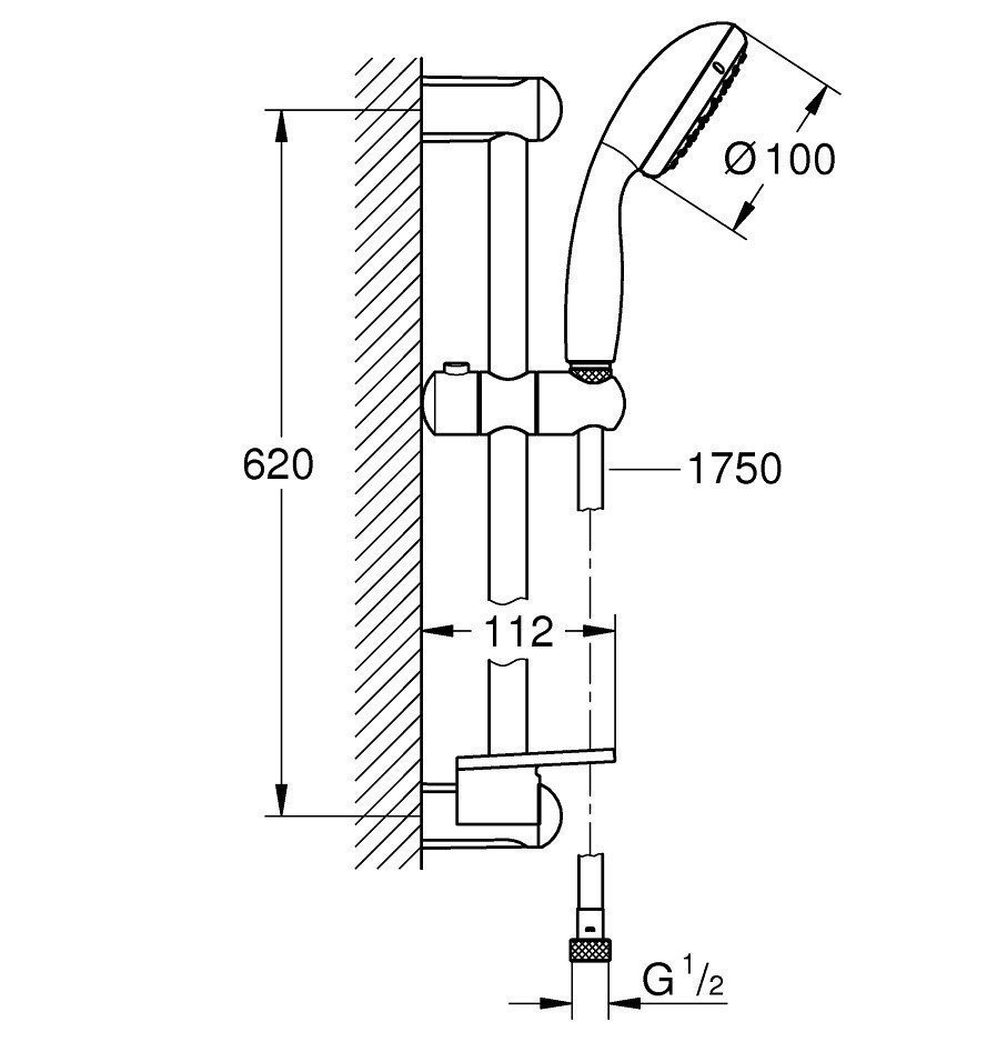 Grohe New Tempesta 100 27926001 Душевой гарнитур (хром), купить в ...