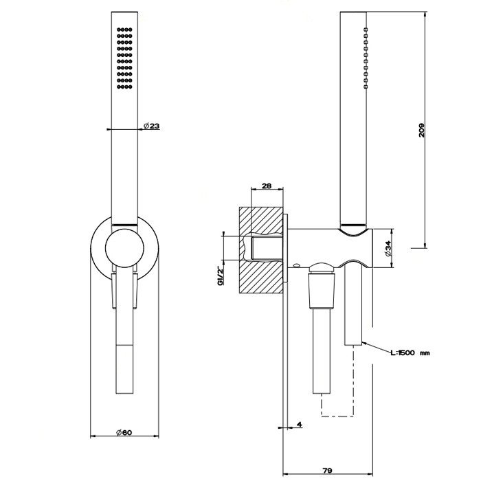 Gessi 316 SHOWER 54023.239 Душевой гарнитур (нержавеющая сталь ...