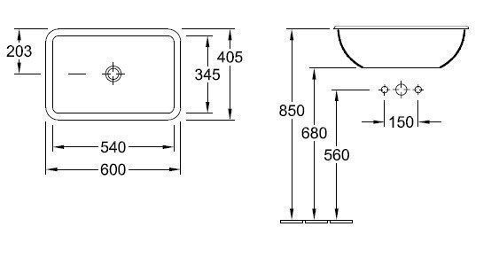Villeroy&Boch Loop Friends 61450001 Раковина встраиваемая (альпийский ...