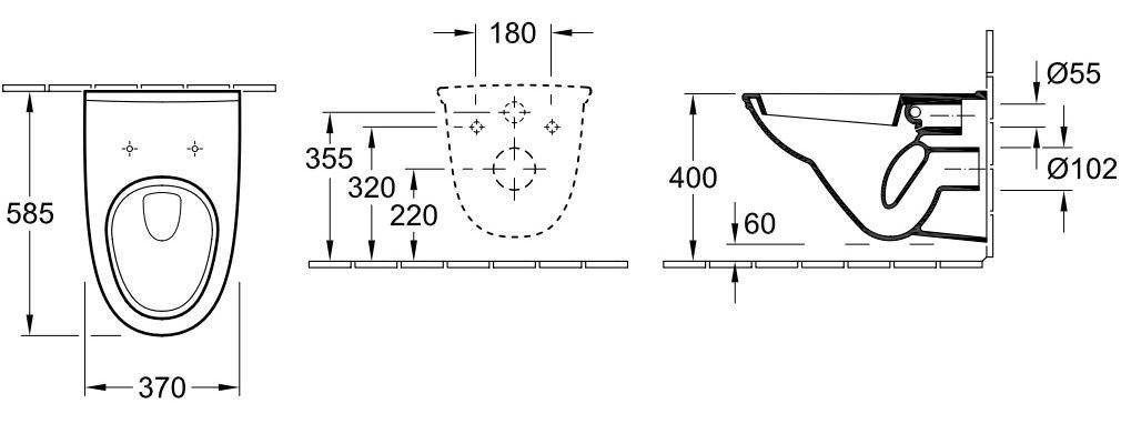 Подвесной унитаз 665310R1 Villeroy Boch Century, в интернет-магазине ...
