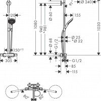 Hansgrohe Raindance Select S 27633340 Душевая система с термостатом ...