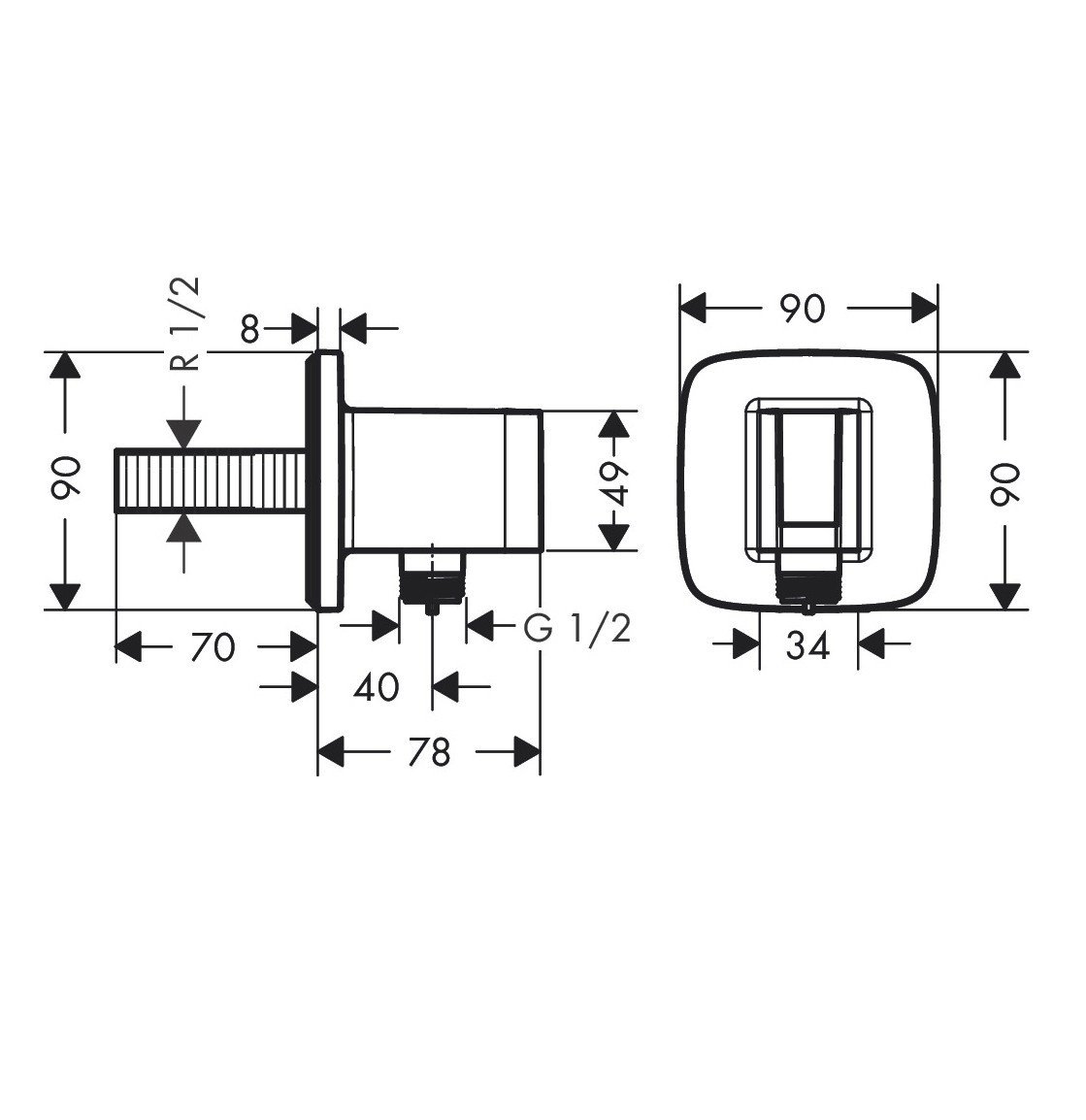 Шланговое подсоединение 26485000 Hansgrohe FixFit E (хром), в магазине ...