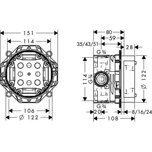 Hansgrohe 1575732129 Гигиенический душ с термостатом встраиваемый ...