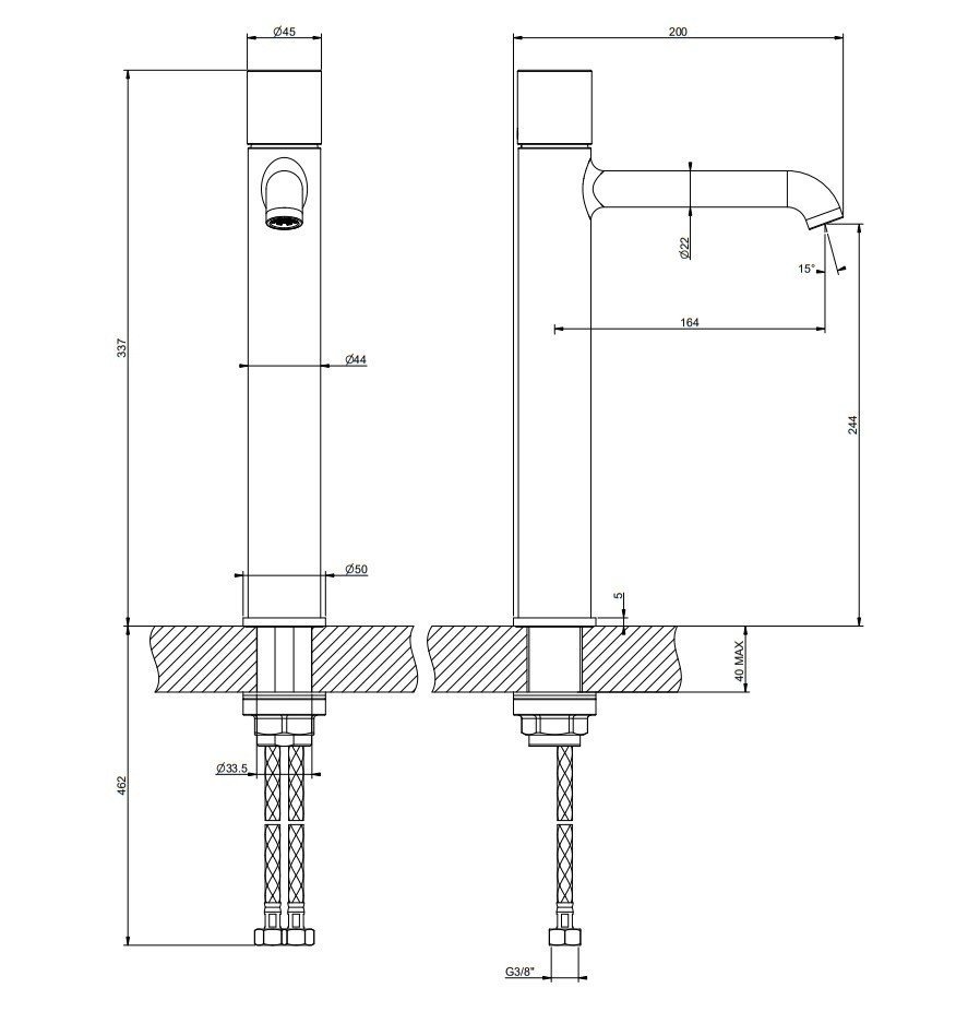 Gessi Habito Unito 70004.727 Высокий смеситель для раковины (латунь ...