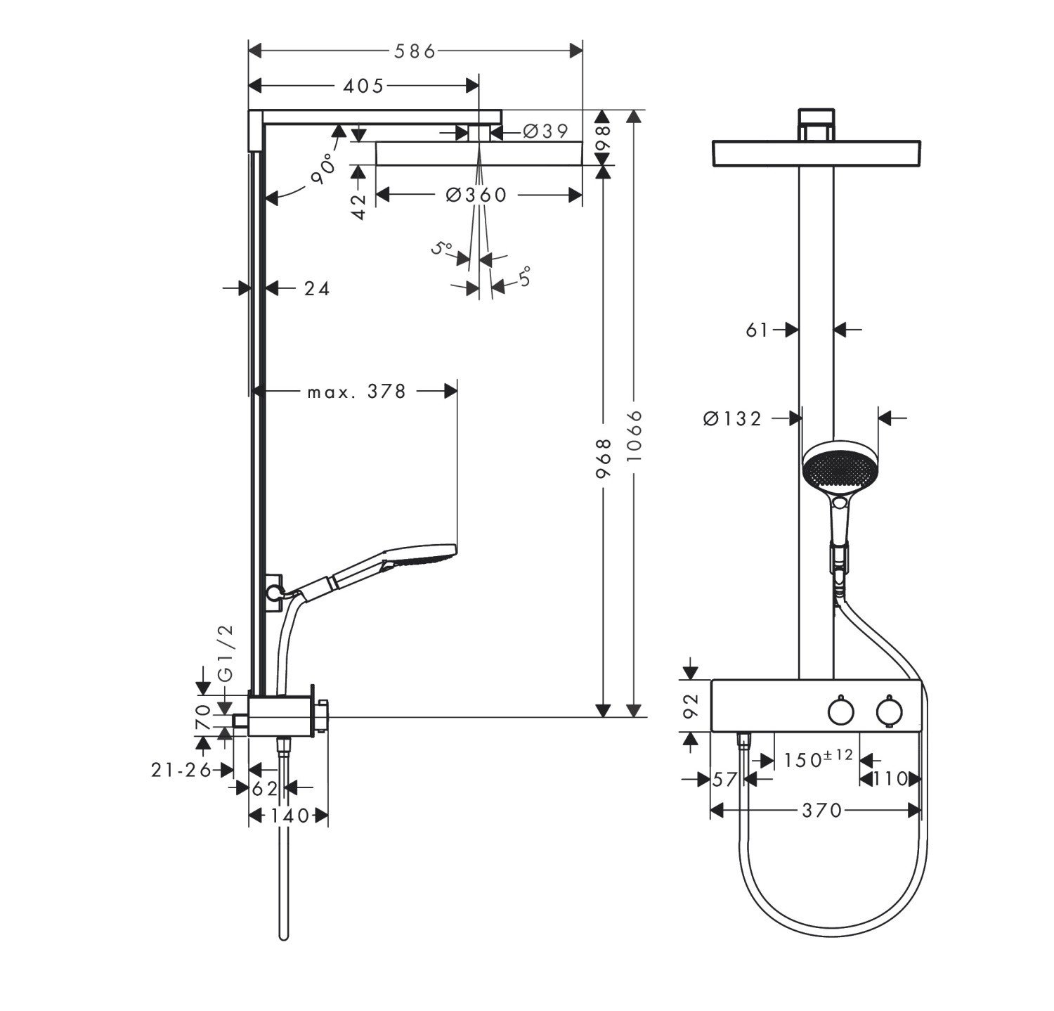 Hansgrohe Rainfinity 26853000 Душевая система - комплект с ...