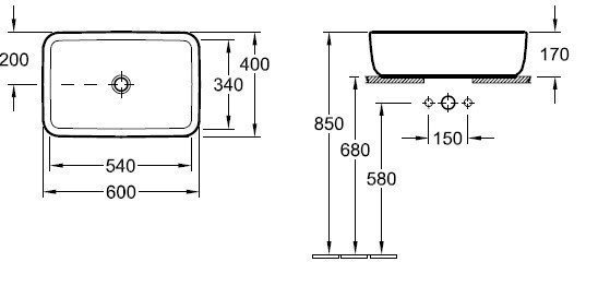 Villeroy&Boch Architectura 41276001 Раковина накладная (альпийский ...