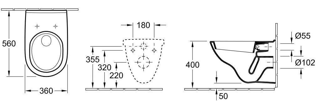 Подвесной унитаз Villeroy Boch O'Novo 566010R1, купить в магазине ...
