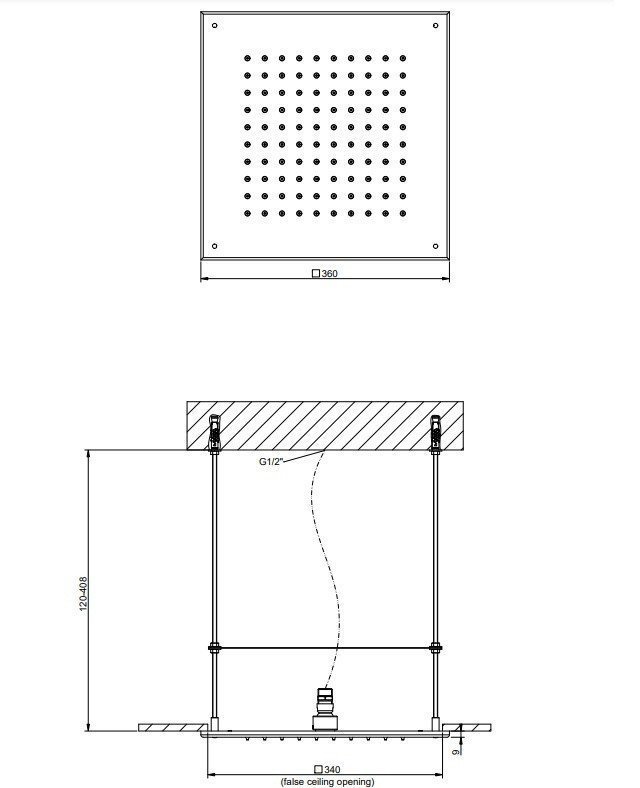 Gessi Emporio 33089.238 Верхний душ 360*360 мм (нержавеющая сталь), в ...