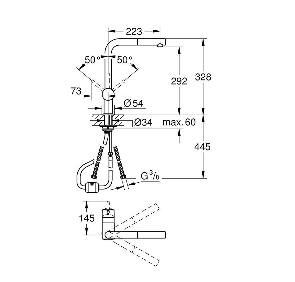 GROHE Minta 32168000 - Смеситель для кухни с вытяжным изливом (хром ...