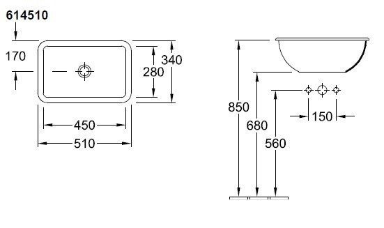 Villeroy&Boch Loop Friends 61451001 Раковина встраиваемая (альпийский ...