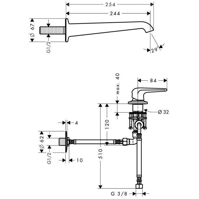 Hansgrohe Axor Bouroullec 19138000 Настенный смеситель для раковины ...