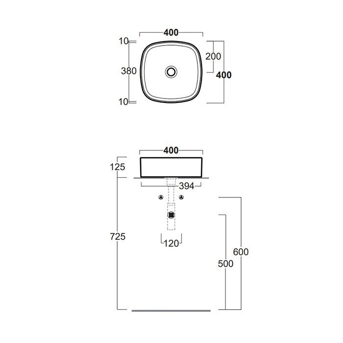 SIMAS Folio FO03bi Раковина накладная 400*400 мм (белый глянцевый), купить в магазине сантехники ...