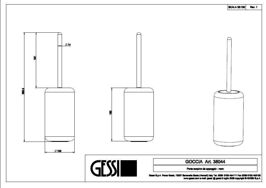 Gessi Goccia 38044 031 Ершик для унитаза (хром), в магазине сантехники ...